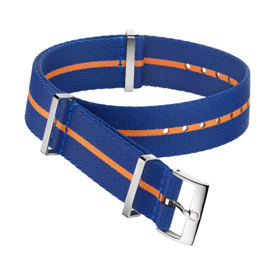 NATO strap Polyamide, blue and orange – Bijouterie Dominic